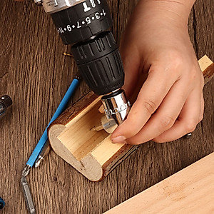 Katerk Bit Holder Key chain Gadgets for Men - 1/4 Drill Bit Holder 6Pcs, w/Drill Socket Adapter 3 Sizes 1/4" 3/8" 1/2", w/ 105° Multifunction Right Angle Drill, 10Pcs Cool Gifts Electrician Tools