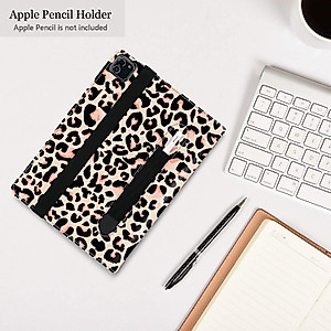 Hepix iPad Pro 12.9 Case 2022 2021 2020 2018 Leopard Print Cheetah iPad 6th 5th 4th 3rd Gen with Pencil Holder, Multi-Angle Pocket Slim Folio Stand Protective Cover Auto Sleep Wake