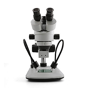 Swift S7-TGL-CA05 Trinocular Stereo Microscope, 7X-45X Zoom, WF10X Eyepieces, Gooseneck & Transmitted LED Lights, Pillar Stand, 110V