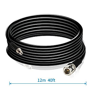 Nelawya 40ft Lora Antenna Cable N Female to RP-SMA SMA Male KMR400 Low Loss Extension Coaxial Cable for LoRa WiFi 4G LTE LoRaWan Antenna Bobcat Nebra RAK Helium Hotspot HNT Miner Mining Antenna