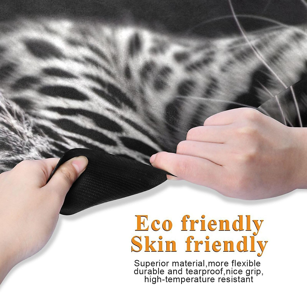 GOODOLD Blue Eyes Leopard Yoga Mat, 71 x 26 Inch Non-slip Yoga Mats Folding Travel Exercise Mat Indoor Outdoor Gym Pilates with Storage Bag for Women Men