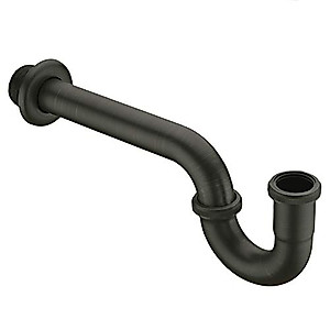 Orhemus Brass P Trap, 1 1/4 Bathroom Basin Sink Waste Trap Drain Kit with Flange and Slip Joint Extension Tube Drain Tailpiece, Adjustable Height, Oil Rubbed Bronze Finished