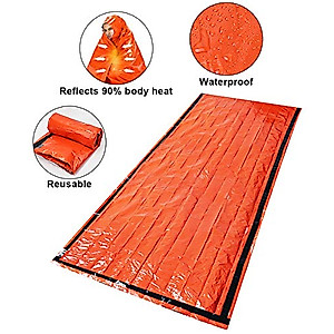 Timok Emergency Sleeping Bags Thermal-Emergency-Blankets Ultralight Space Blankets Survival Waterproof Bivy Sack Multi-Purpose Survival Gear for Hiking, Camping, First Aid Kits, Outdoor Survival Gear