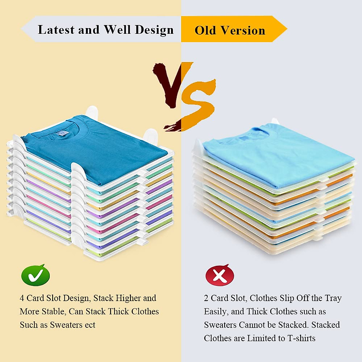 Accenter 10 Pack T Shirt Organizer Closet Organizer Durable Stackable Clothing Trays - Shirt Receipt Board Shirt Dividers File Organizer Clothes Organization System