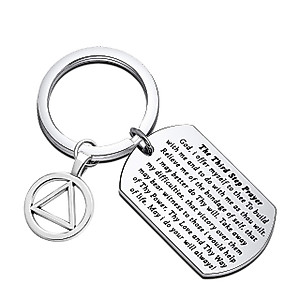 AA Recovery Keychain Sobriety Gifts AA Sponsor Gifts Third Step Prayer Keychain New Beginnings Gift (The third step prayer)