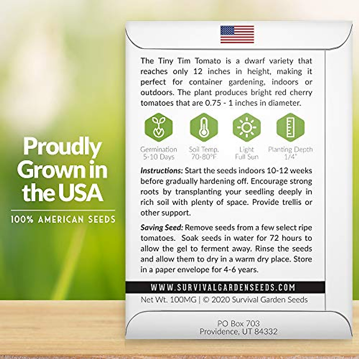 Survival Garden Seeds - Tiny Tim Tomato Seed for Planting - Packet with Instructions to Plant and Grow in Your Home Vegetable Garden - Non-GMO Heirloom Variety