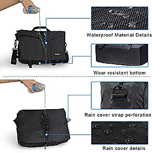 CADeN Camera Bag Case Shoulder Messenger Photography Bag with Laptop Compartment 14", Tripod Holder, Compatible for Nikon, Canon, Sony, DSLR SLR Mirrorless Cameras Waterproof Black