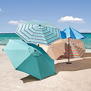 BrylaneHome 9' Tilt-And-Crank Umbrella 9 Foot Heavy Duty Fade-Resistant Tilting Shade, Covert Breeze Multicolored
