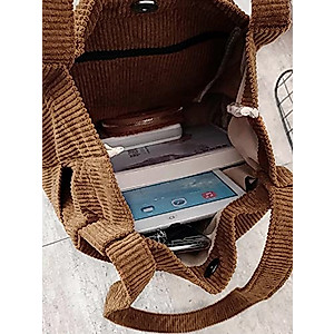 WDIRARA Women's Corduroy Hobo Bags Shopper Tote Bag Side Pocket Shoulder Handbags Brown one-size
