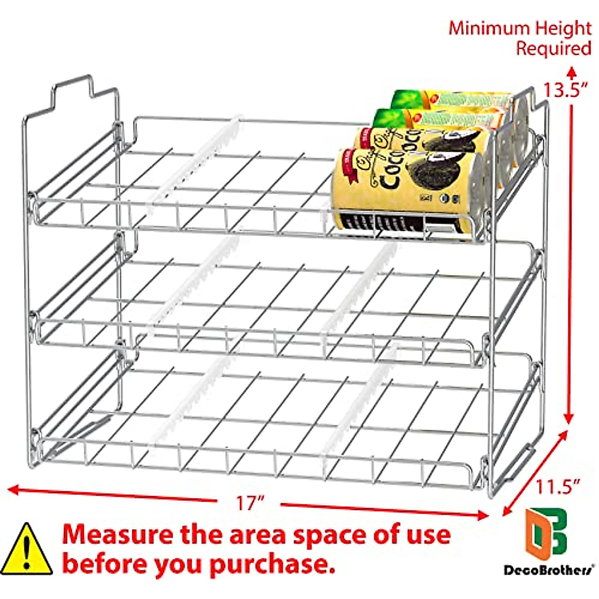DecoBros Supreme Stackable Alloy Steel Can Rack Organizer, Chrome Finish