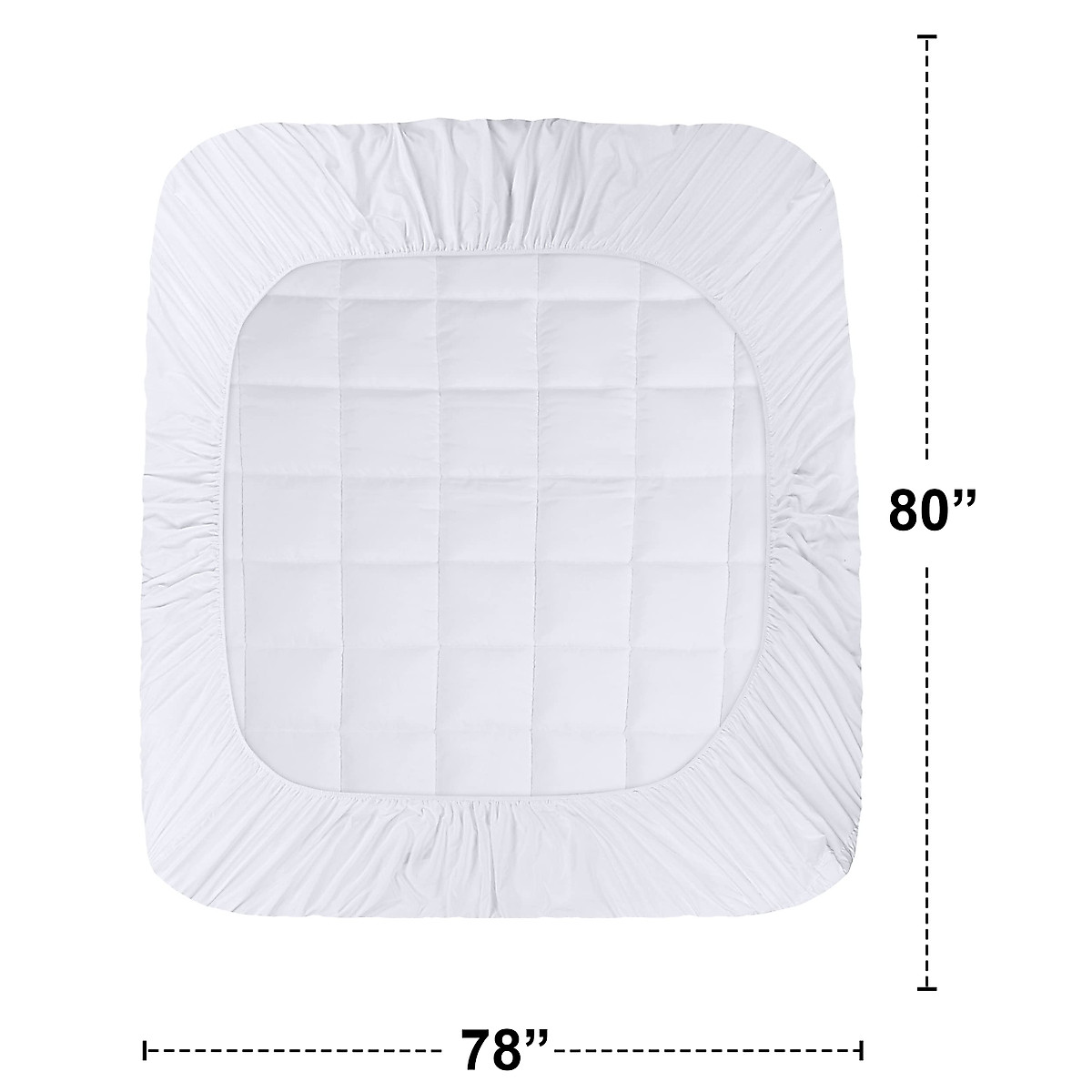 Utopia Bedding King Mattress Pad, Quilted Fitted Premium Mattress Protector, Deep Pocket Mattress Cover Stretches up to 16 Inches, Fluffy Pillow Top Mattress Topper (78x80 Inches, White)