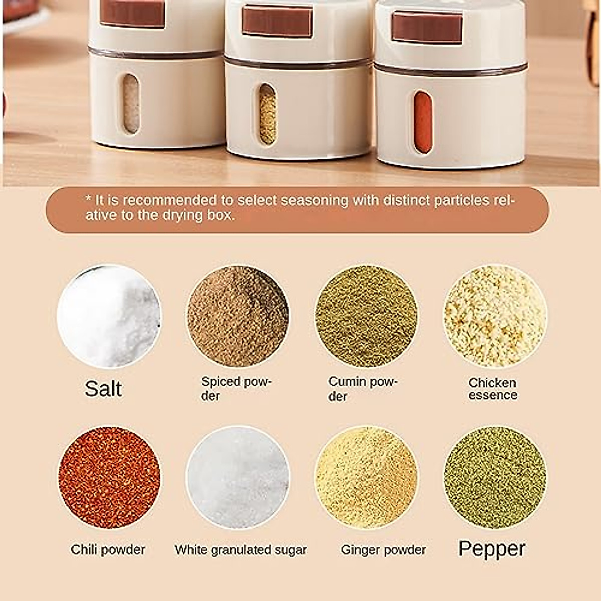 2023 new 6-piece magnetic suction spice box set combination of spice bottles wall-mounted household spice jar kitchen seasoning quantitative salt shaker