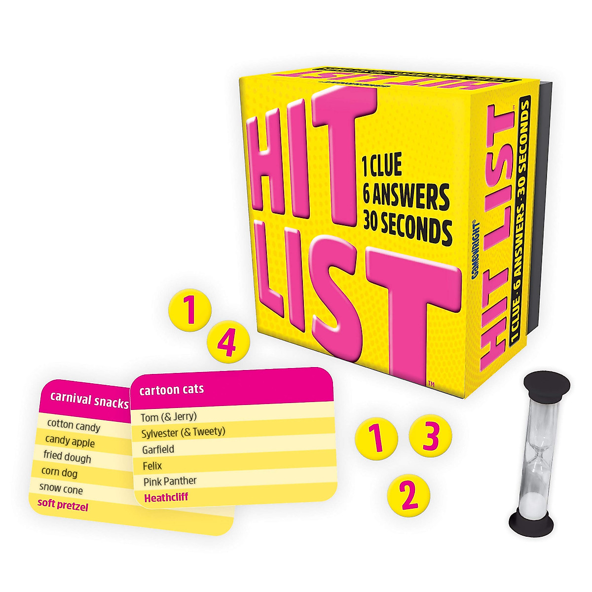Gamewright - Hit List - 1 Clue, 6 Answers, 30 Seconds, Yellow