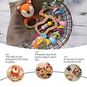 Baby Teething with Wooden Ring Beech Baby Teething Ring 5 PCS Wooden Ring Toy for Baby Wooden Teether with Gift Box