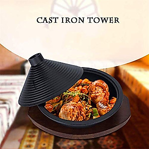XDJ Cast Iron Taji Pot, Tagine Cast Iron with Aluminum Alloy Lid, Tajine Cooking Slow Cooker, Smoke-Free Non-Stick Cookware Saucepan, for Most Open Flame Cookware