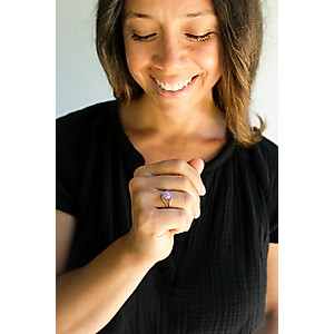 Regalia by Ulti Ramos Sterling Silver 8mm Genuine Lavender Jade Ring (White Plated, 7)