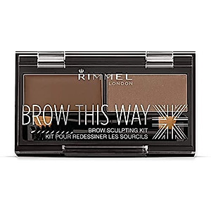 Rimmel Brow This Way Sculpting Kit, Medium Brown, Powder 0.04 Ounce, Wax 0.03 Ounce