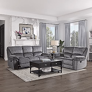 Lexicon Braddock Wall-Hugger Manual Double Reclining Loveseat, Gray