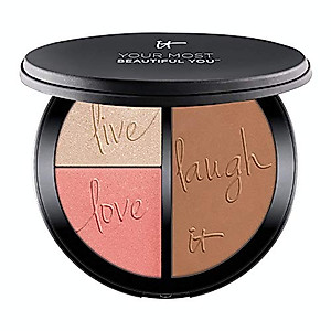 IT Cosmetics Your Most Beautiful You Anti-Aging Matte Bronzer, Radiance Luminizer & Brightening Blush Palette - With Hydrolyzed Collagen, Silk & Peptides - How-To Guide Included