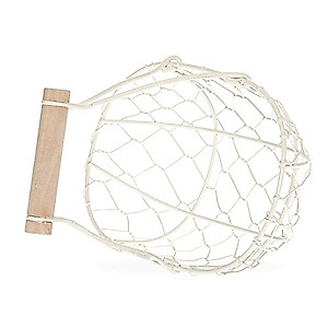 The Lucky Clover Trading Small Oblong Wire Mesh Fixed Handle Basket, Cream