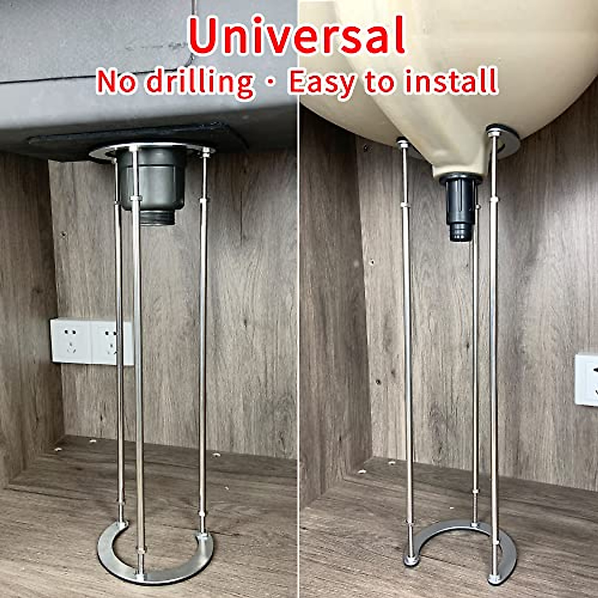 Special for Kitchen Sink TYESTAND ST-3 Undermount Sink Brackets Stainless Steel Sink Legs Adjustable Sink Support Installation Kit for Kitchen and Bathroom Sinks (High:18.1-26in(46-66cm)|DIAM:4.7in)