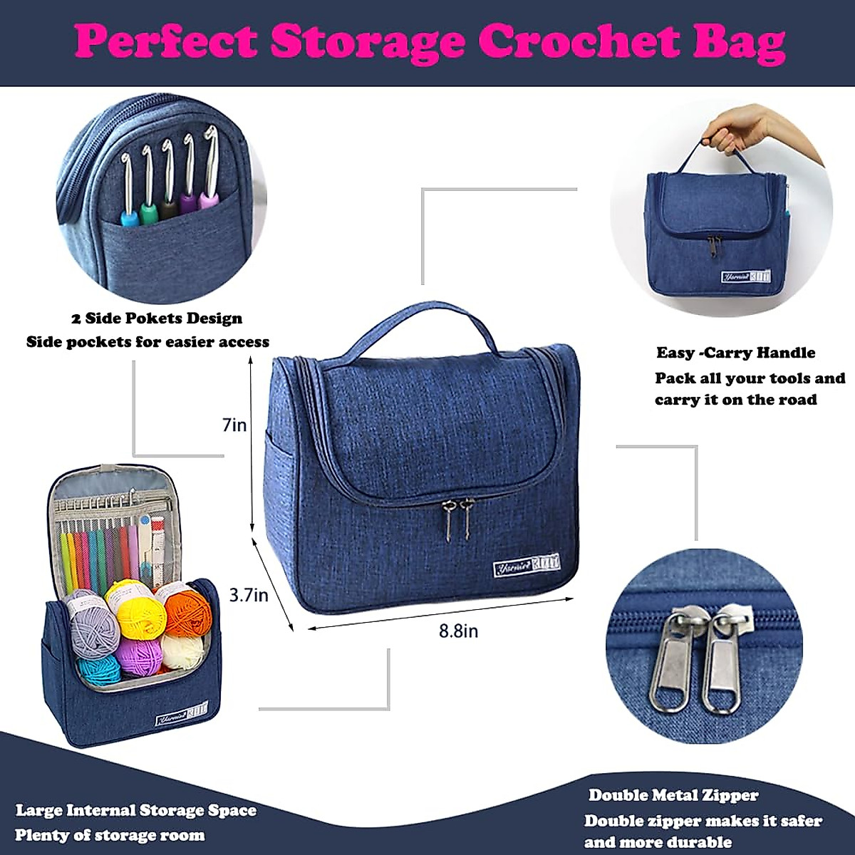 Yarniss Crochet Kits for Beginners, All in One Crochet Kits with 840 Yards Crochet Yarn, 10 Size Ergonomic Crochet Hooks 2.0mm~6.5mm