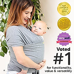 KeaBabies Baby Wrap Carrier - All in 1 Original Breathable Baby Sling, Lightweight,Hands Free Baby Carrier Sling, Baby Carrier Wrap, Baby Carriers for Newborn,Infant, Baby Wraps Carrier (Classic Gray)