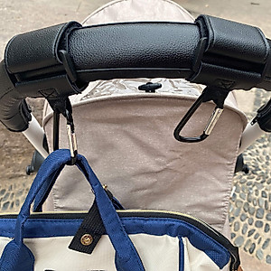 2pcs Baby Stroller Hook for Mommy,Hooks for Shopping Bags & Diaper Bags & Hanging Purses,Velcro Hook Clip Stable,Shopping Bag Holder,Up to 4kgs (Black)