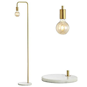 JONATHAN Y JYL1095A Vega 60" Minimalist Edison Metal/Marble Floor Lamp Glam,Transitional,Modern,Minimalist,Midcentury,Contemporary for Bedrooms, Living Room, Office, Reading, Gold