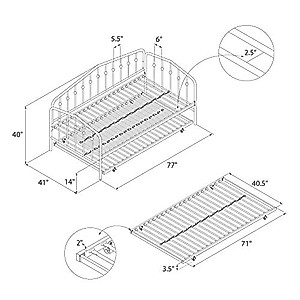Novogratz Bushwick Metal Daybed & Trundle, Twin Size Frame, Black