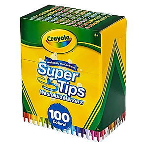 Crayola Super Tips Marker Set (100 Count), Washable Markers, Kids Gifts for Girls & Boys
