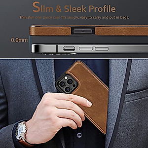 LOHASIC Compatible with Mag-Safe for iPhone 14 Pro Max Case, 2022 Classy Leather Magnets Soft Back Cover Shockproof Protective Phone Cases for iPhone 14 Pro Max 6.7 inch - Brown