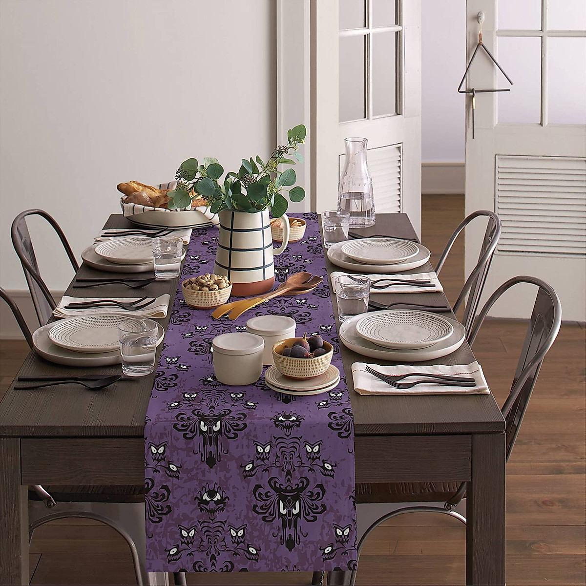 Halloween Table Runner Party Supplies Fabric Decorations for Wedding Birthday Baby Shower 13x70inch Haunted Mansion