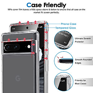 LYWHL [2+2 Pack] for Google Pixel 7 Privacy Screen Protector with Camera Lens Protector, Tempered Glass Anti-Spy Anti-Scratch 9H Hardness Film for Pixel 7 6.3” [Don’t Support Fingerprint Unlock]