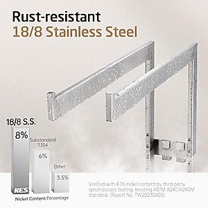 KES Bathroom Towel Rack with Hooks Freestanding, Towel Stand Double L-Shape with Heavy Marble Base Bathroom Floor, 18/8 Stainless Steel Towel Drying Rack Brushed Finish, BTH227-2