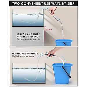 KATUMO Siphon Pump, Upgraded 15MM Enlarged Caliber Siphon Fuel Hand Pump for Gasoline, Oil, Diesel & Water with Hoses, Pinch Clips, Hose Retainer, Brass Extender