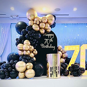 YMSZ Black and Gold Balloons, 67pcs 12 Inch Metallic Gold and Black Balloons for Birthday, Retirement, Graduation, New Year's Eve Party Decorations