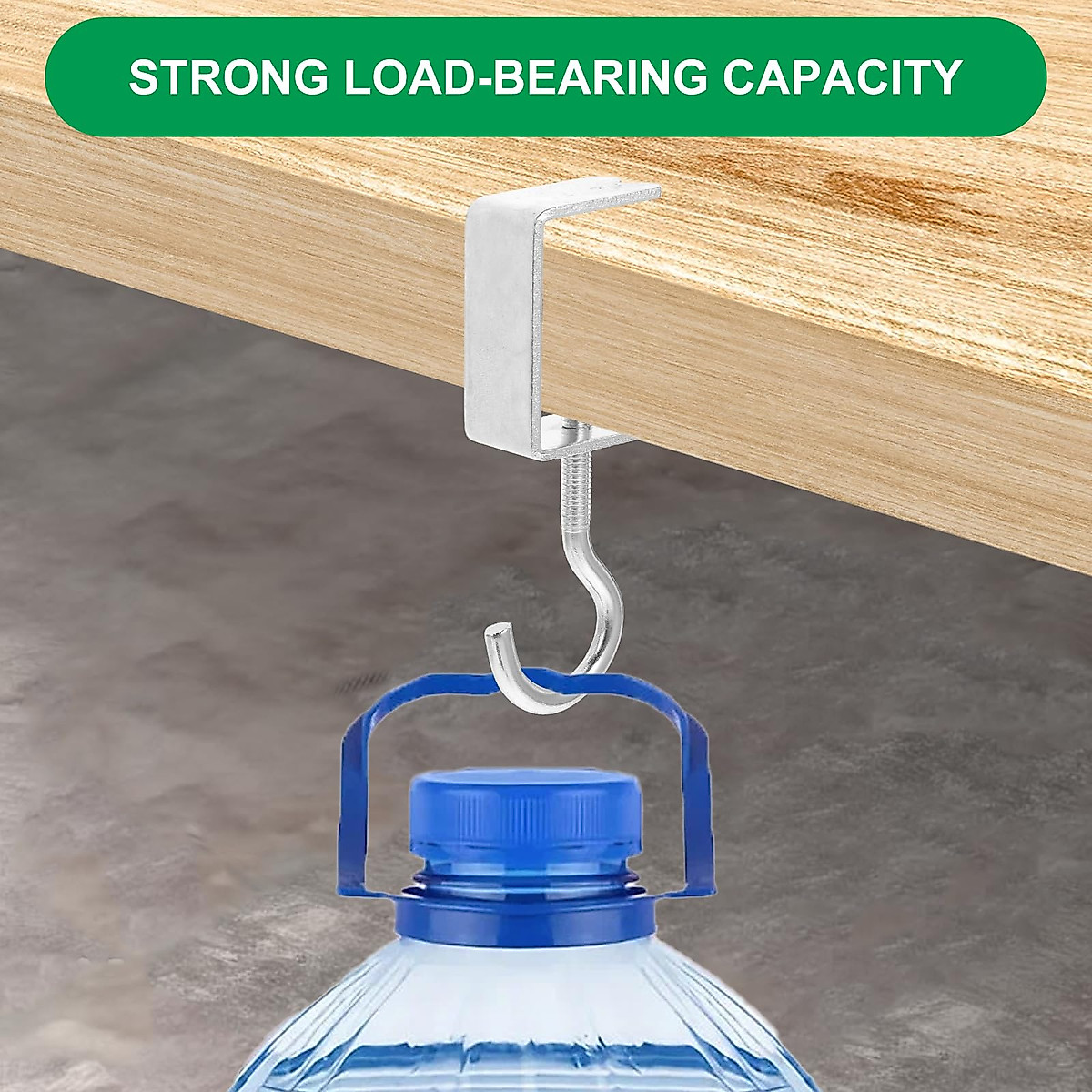 cobee 4 Pack Clamp-On Under Desk Hooks, Desk Mount Hanging Bag Holder Metal Hook Adjustable Headphones Clamp Organizer Portable Purse Hanger Clip Reduce Desk Clutter for Table Desk Under Counter