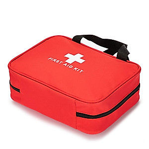 Jipemtra Red First Aid Bag Empty Travel Rescue Pouch First Responder Storage Compact Survival Medicine Bag for Car Home Office Kitchen Sport Outdoors