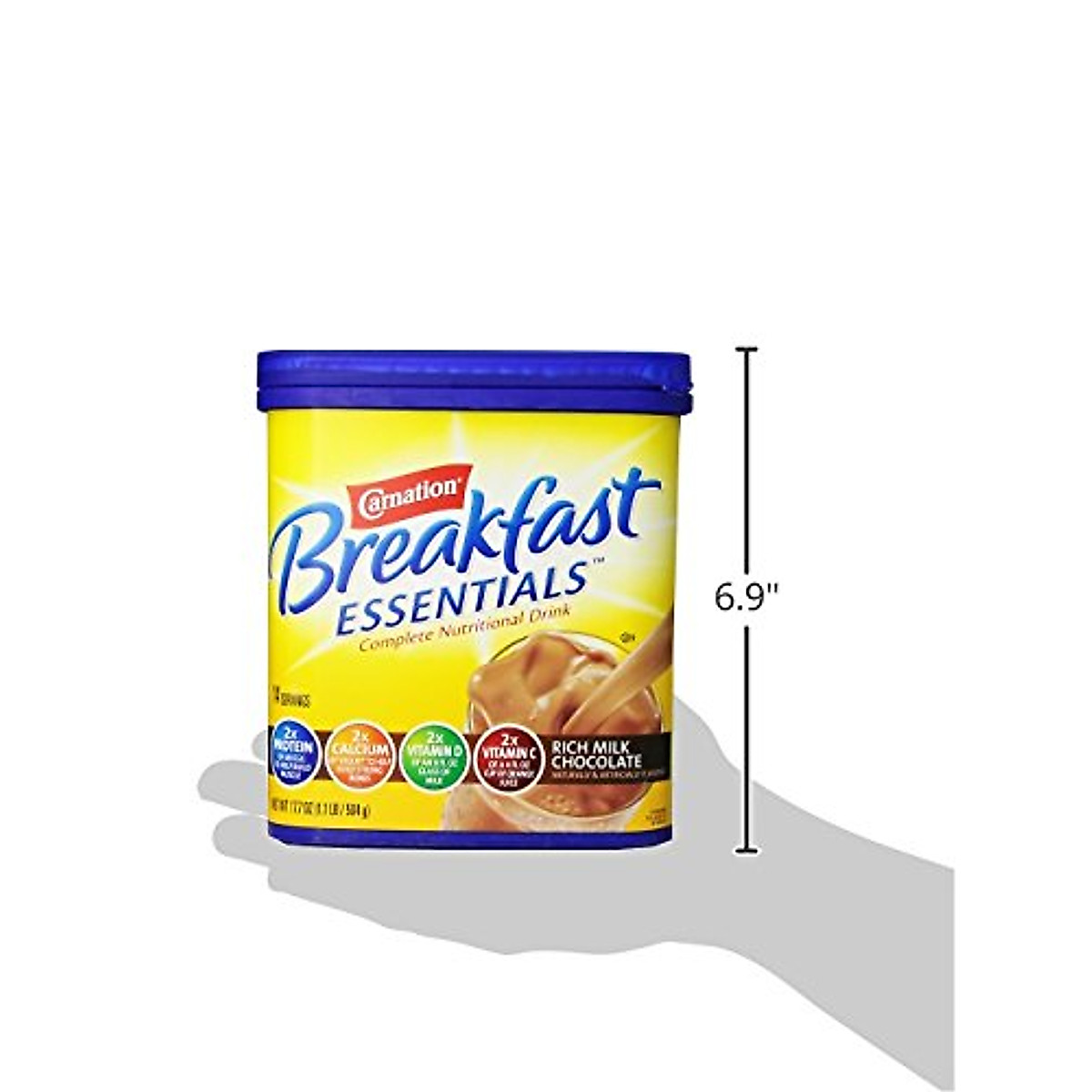Carnation Breakfast Essentials Powder Drink Mix, Rich Milk Chocolate, 17.7 Ounce Jar (Packaging May Vary)