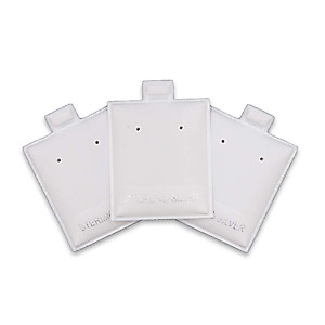 CuteBox 1" x 1" "Sterling Silver" Imprinted White Puff Pad Earring Card 100pc for Retail, Showcase, and more.