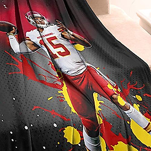 coolgood Blanket Flannel Patrick-Mahomes-15-black-splatter-The-Fifth-Dimension- Warm Throws, 50" X 60"