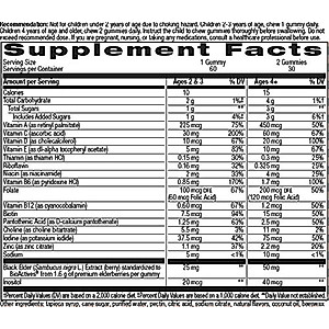 Nature’s Way Kids Happy & Healthy Multivitamin, Vitamin C, Zinc & Elderberry, 60 Gummies