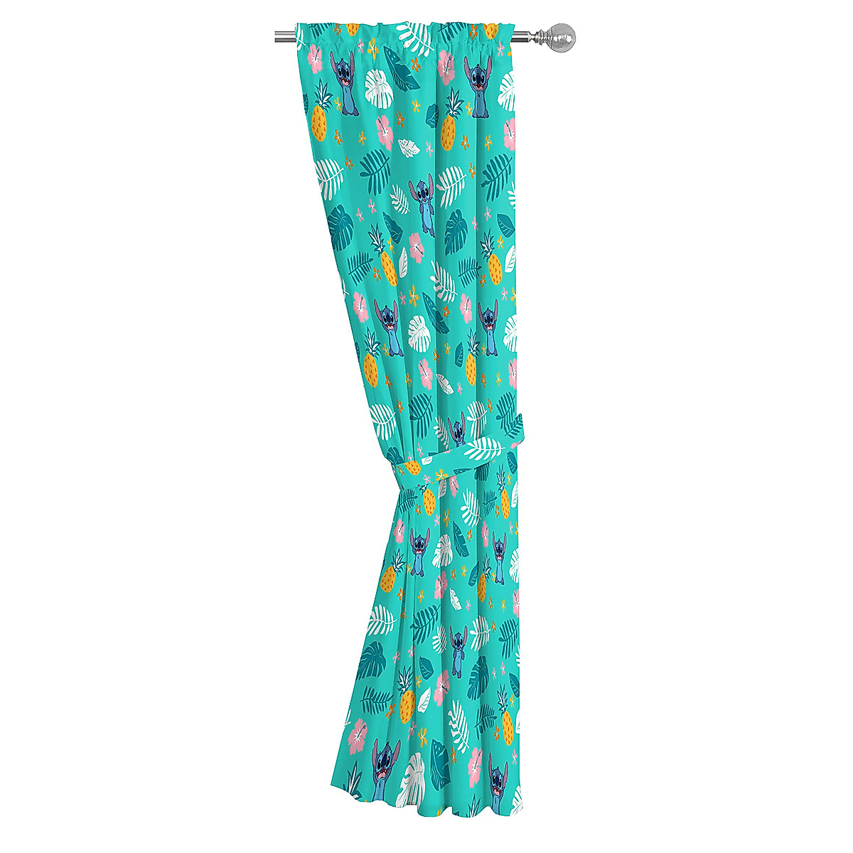 Jay Franco Disney Lilo & Stitch Aloha Stitch 63" Inch Drapes - Beautiful Room Décor & Easy Set Up, Bedding - Curtains Include 2 Tiebacks, 4 Piece Set (Official Disney Product)