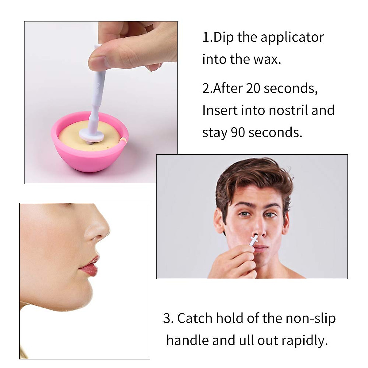 BlueZOO 30PCS 2-IN-1 Nose Wax Applicator Spatulas for Nasal Cleaning, Eyebrows, Facial Hair Removal - Mustache Waxing Sticks for Women and Men