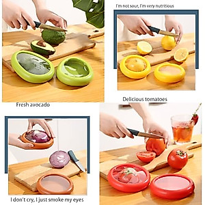 4Pack Silicone Fruit Storage Box, Refrigerator Onion Storage, Avocado Saver Holder, Fruit Storage Containers for Fridge Vegetables Lemons Anti-Oxidation Fruit Containers for Fridge to Keep Fresh