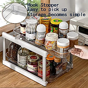 2 TierUnder Sink Organizer, Kitchen Organizers & Storage, 2-Tier Organizer with Clear Sliding Baskets & Pull Out Drawer, Under Cabinet Storage for Office,Kitchen,Bathroom,Sink Storage Rack, (X-Large)