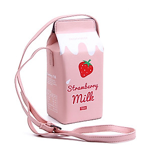 Lanpet Women Unique Purse Girls Fruits Banana Strawberry Milk Box Cross body Bag Mobile phone Wallet Purse