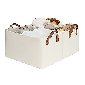 StorageWorks Storage Baskets For Shelves With Metal Frame, Rectangle Storage Bins, Natural Color, 2-Pack