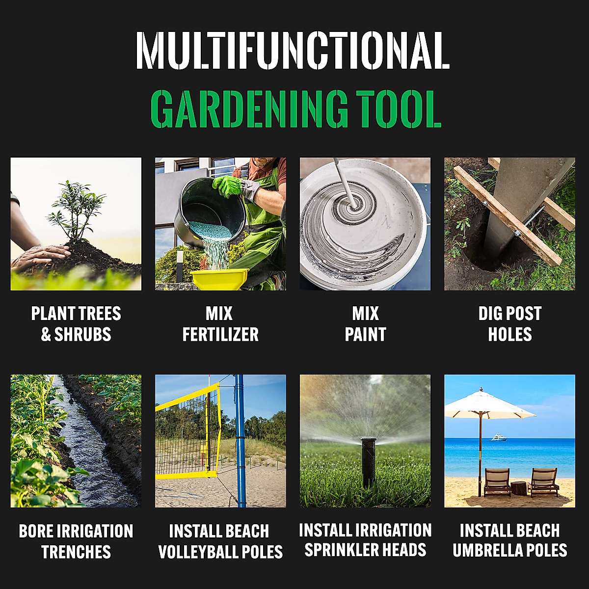 Power Planter 100% USA Made 3"x24" Extended Length Bulb & Bedding Plant Auger with 1/2" Non-Slip Hex Drive